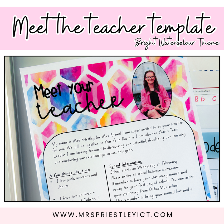 Meet the teacher template (freebie) - Bright Watercolour theme – Mrs ...