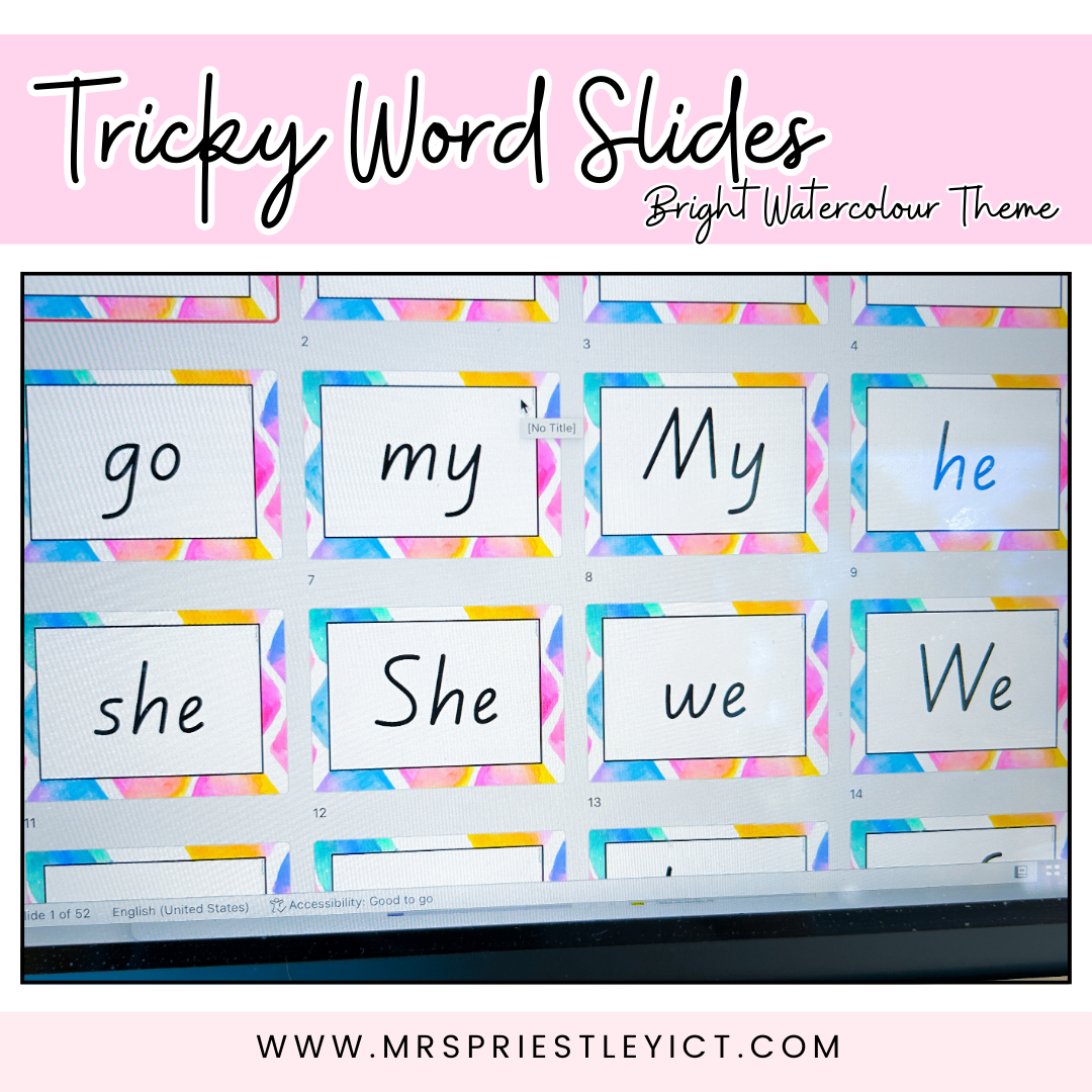 Tricky word slides (bright watercolour theme) – Mrs Priestley ICT
