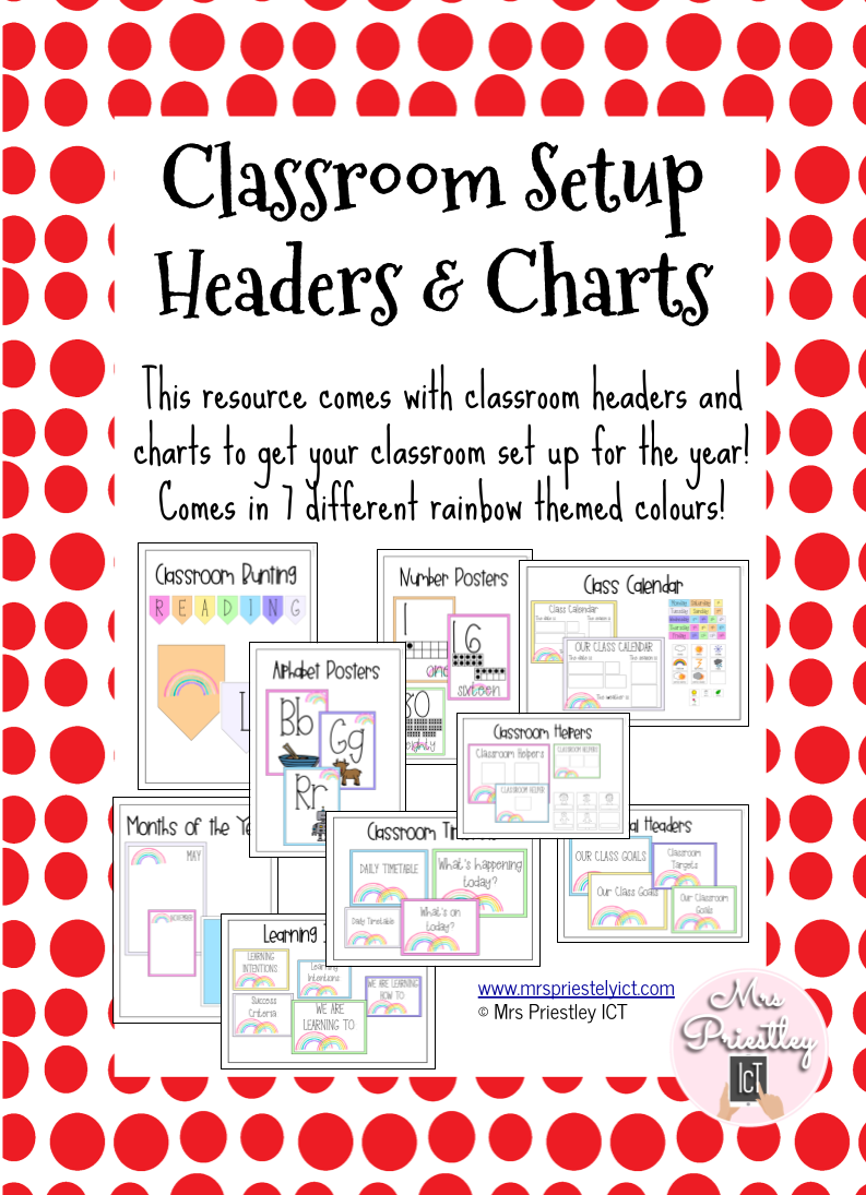 Classroom SetUp Headers & Charts – Mrs Priestley ICT